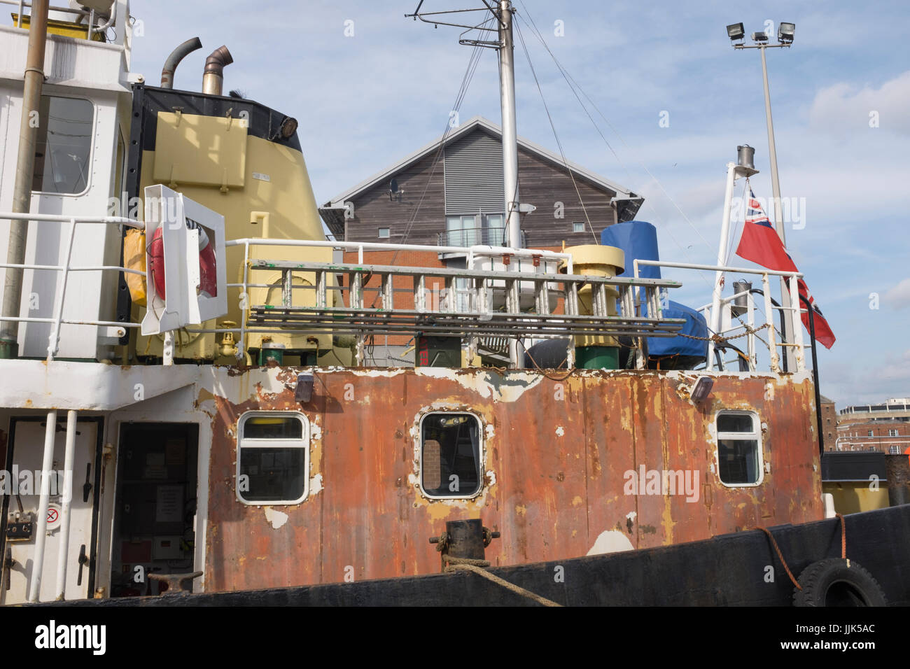 Trinity House ship MV Mair approaching dry dock in Gloucester Stock ...