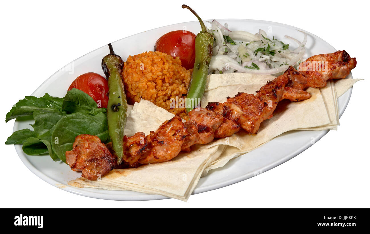 Chicken Kebab served on plate Stock Photo - Alamy