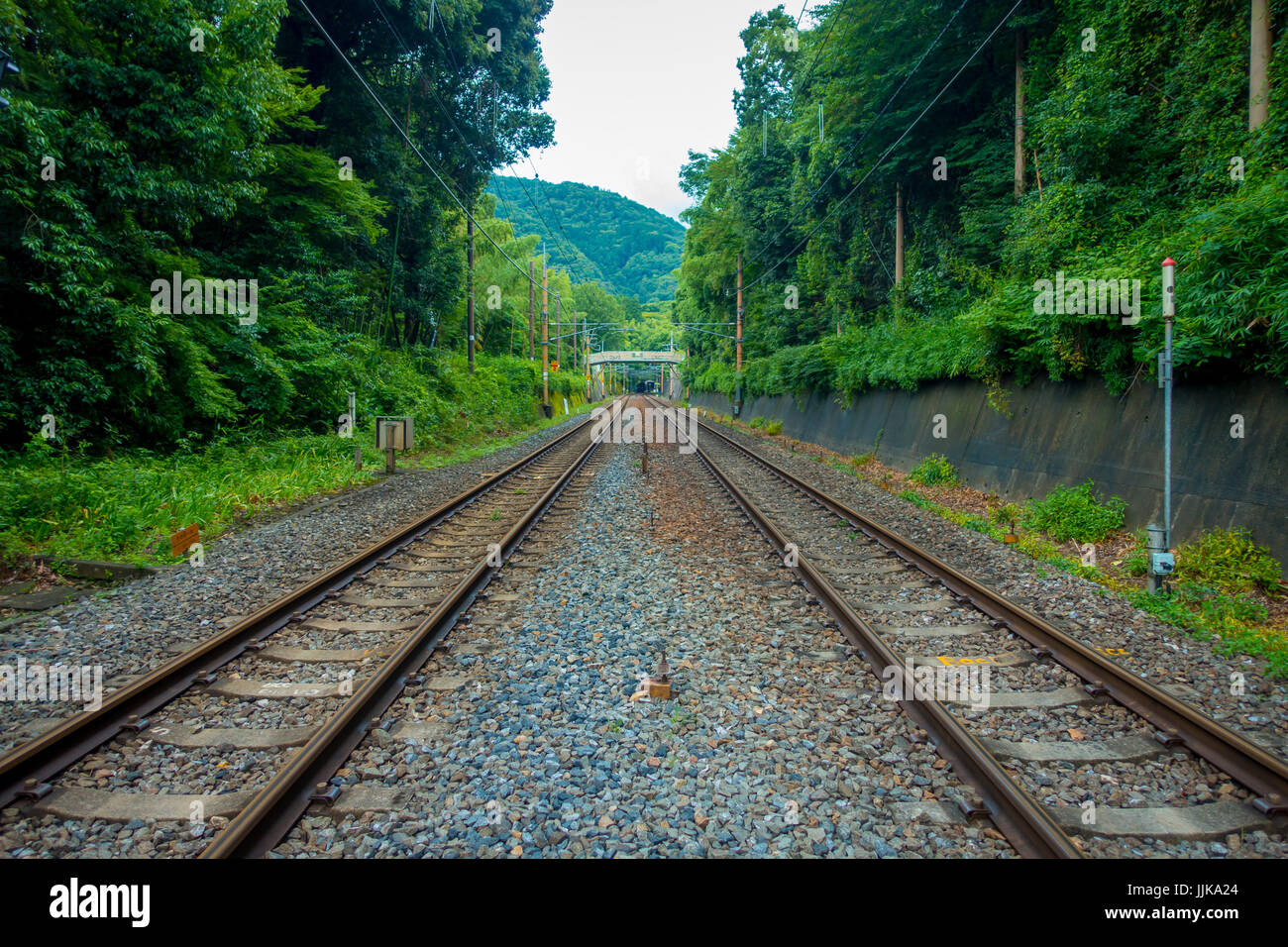 Railway near of Arashiyama bamboo grove cable train line at Gora ...