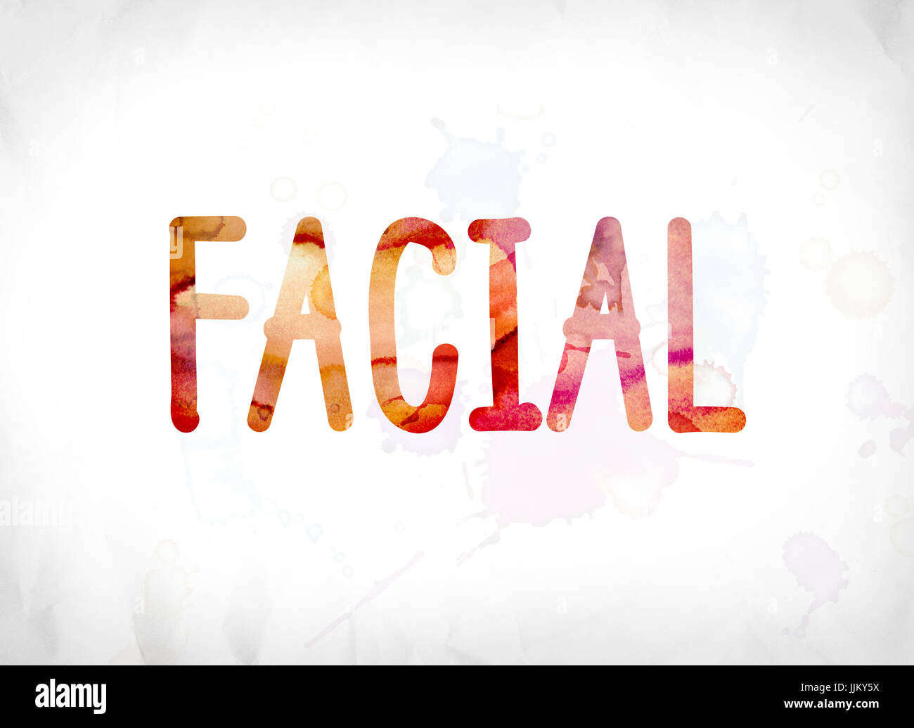 The word Facial concept and theme painted in colorful watercolors on a ...