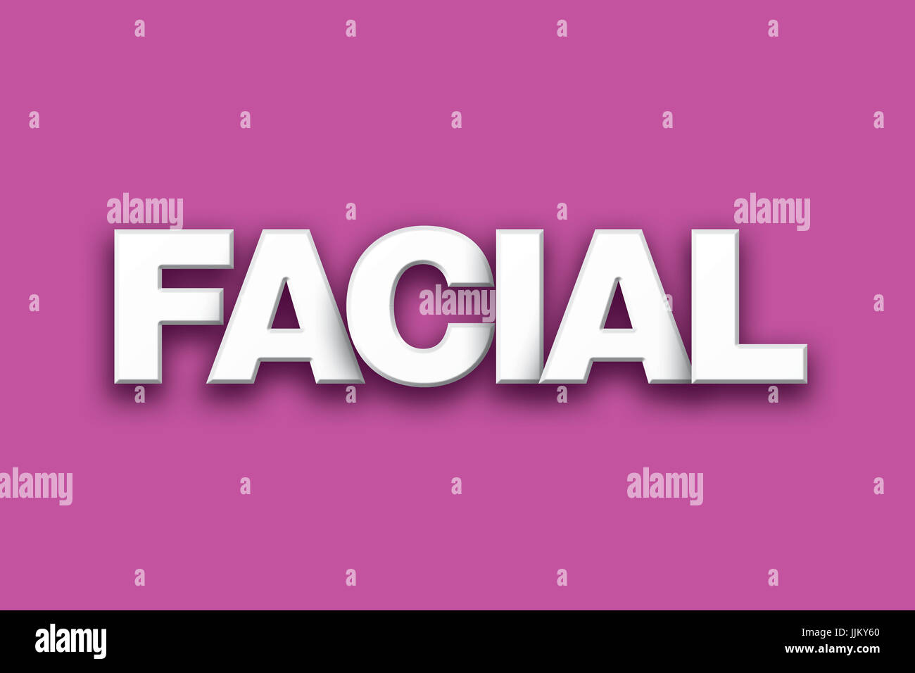 The word Facial concept written in white type on a colorful background ...