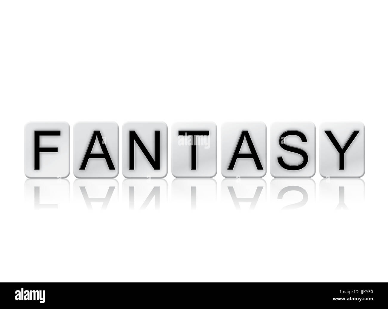 The word Fantasy concept and theme written in white tiles and isolated ...
