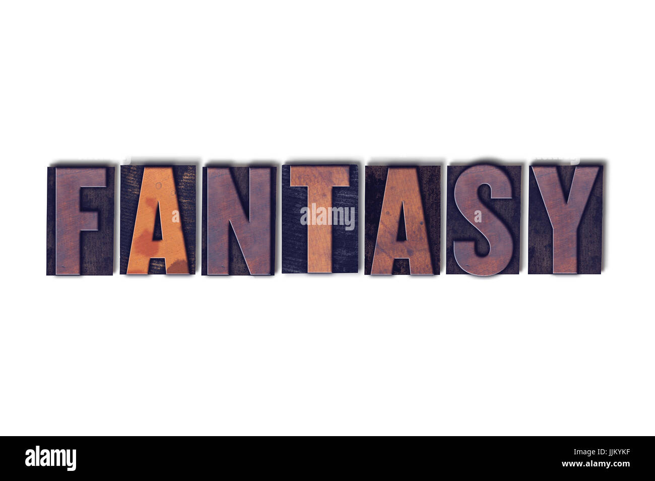 The word Fantasy concept and theme written in vintage wooden ...