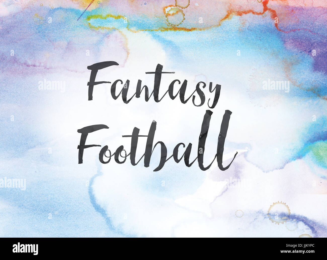 The word concept and theme written in black ink on a colorful painted ...