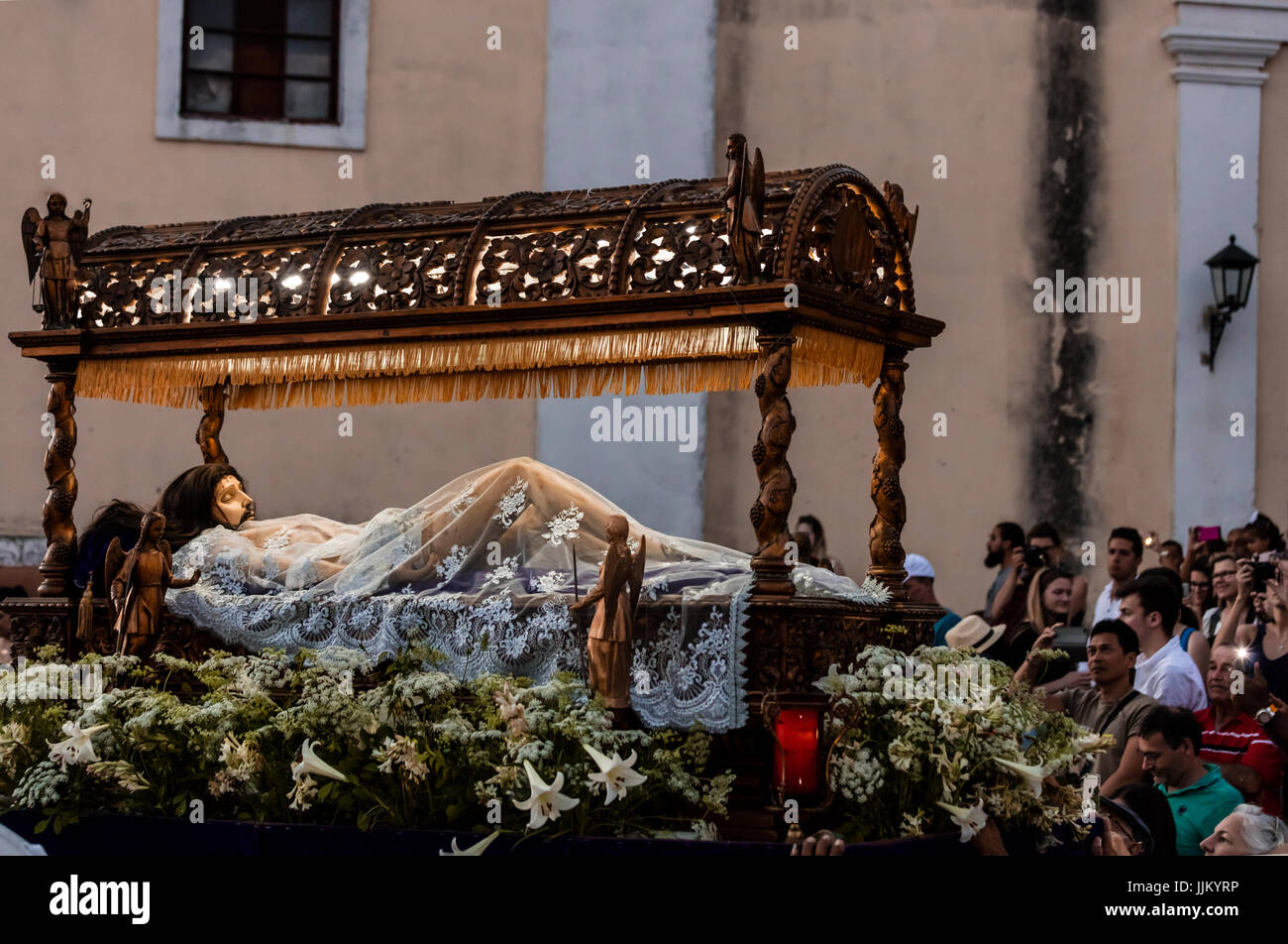 During EASTER known as SEMANA SANTA religious statues are paraded ...
