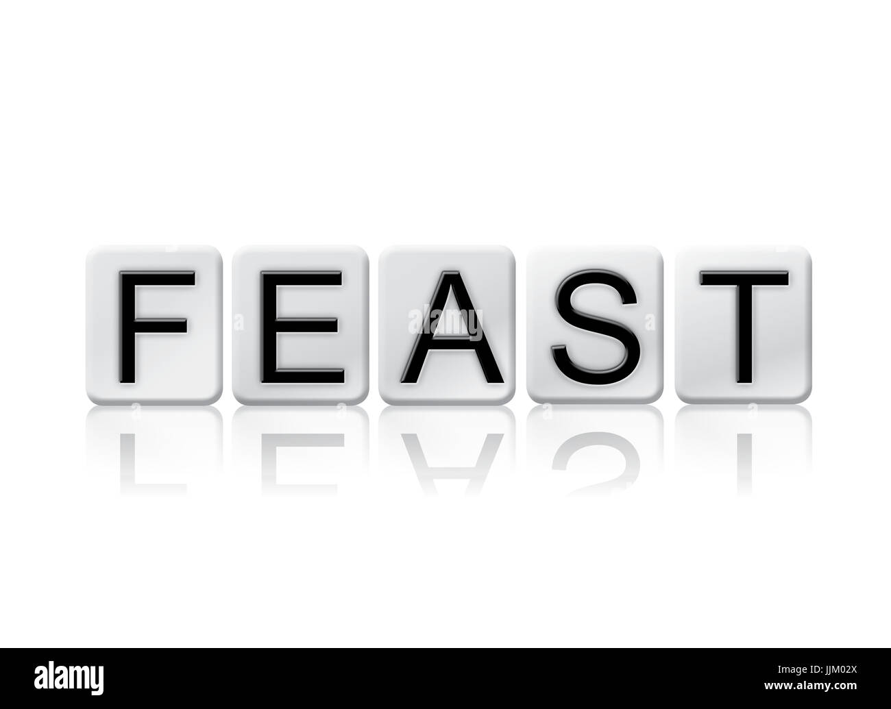 The word Feast concept and theme written in white tiles and isolated on ...