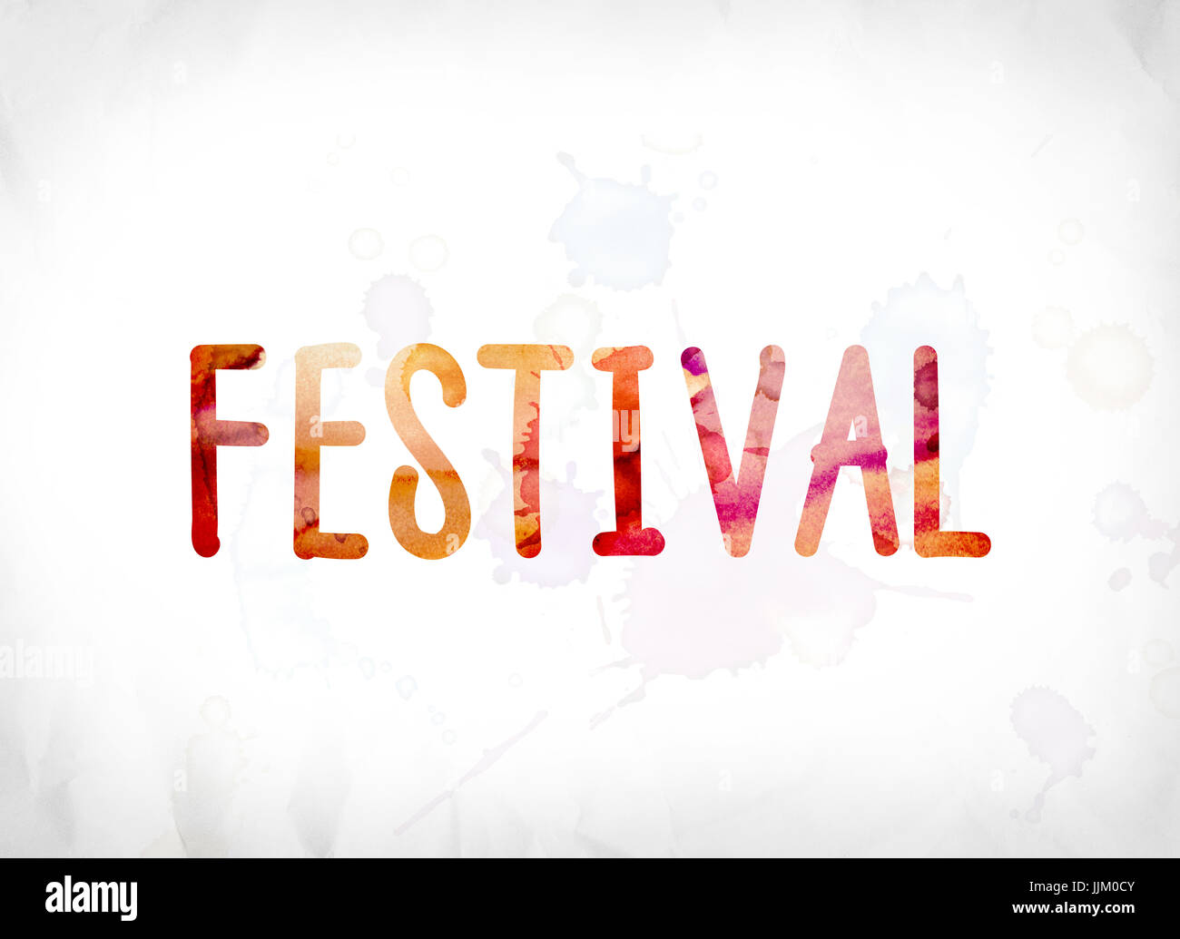 The word Festival concept and theme painted in colorful watercolors on ...