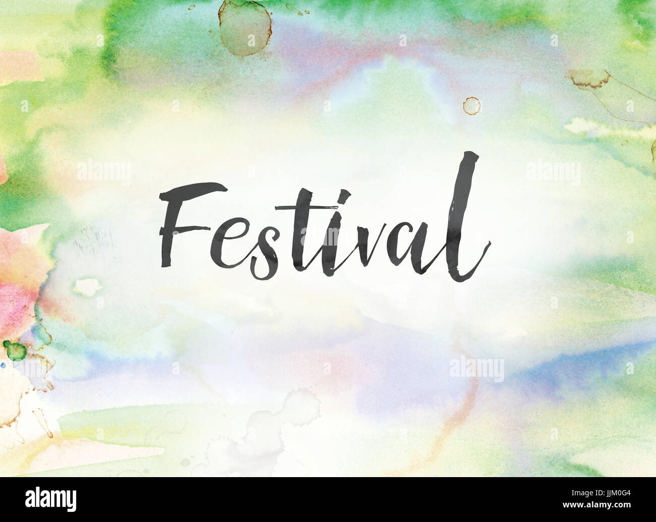 The word Festival concept and theme written in black ink on a colorful ...