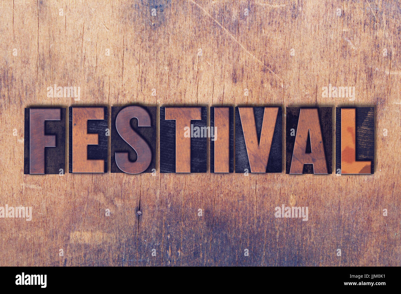 The word Festival concept and theme written in vintage wooden ...