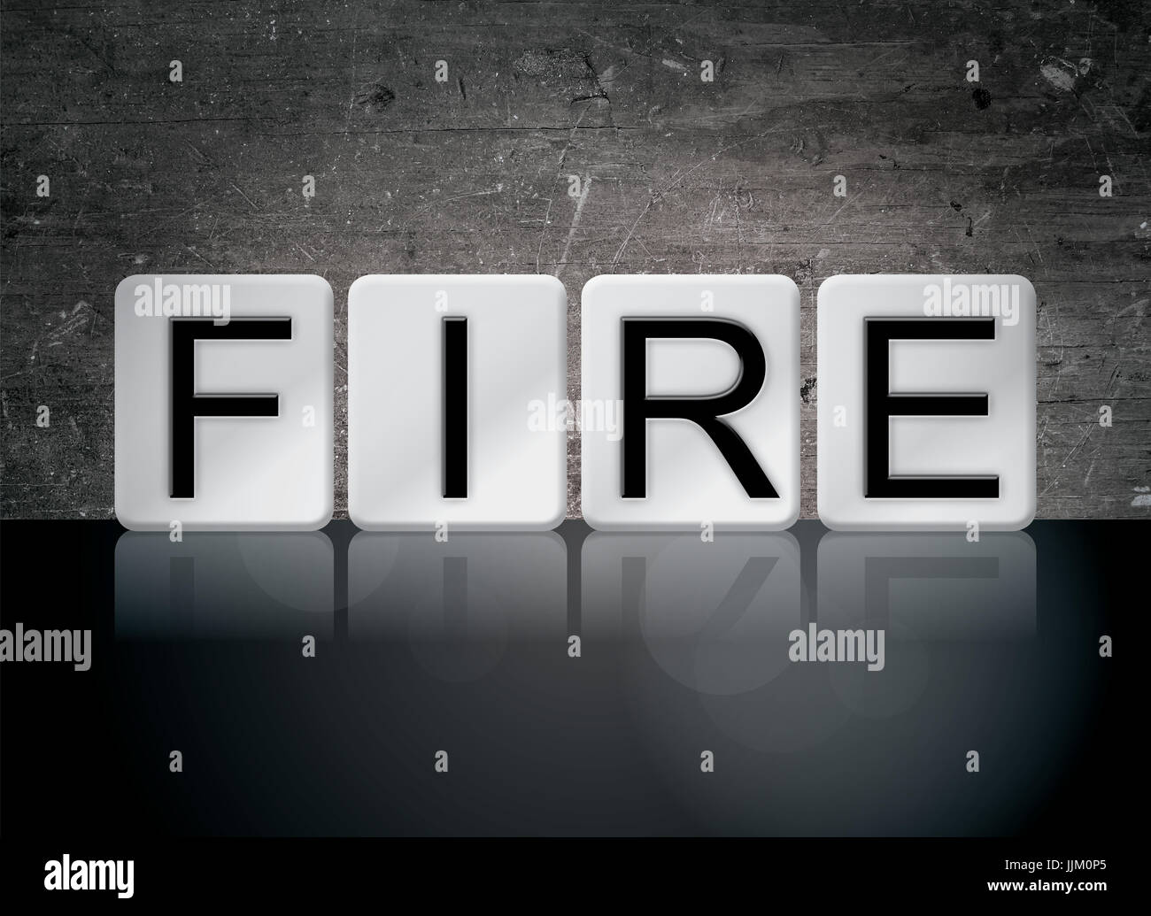 The word Fire concept and theme written in white tiles on a dark ...