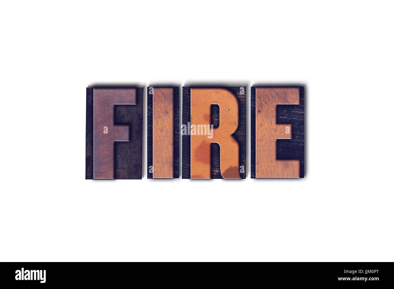 The word Fire concept and theme written in vintage wooden letterpress ...