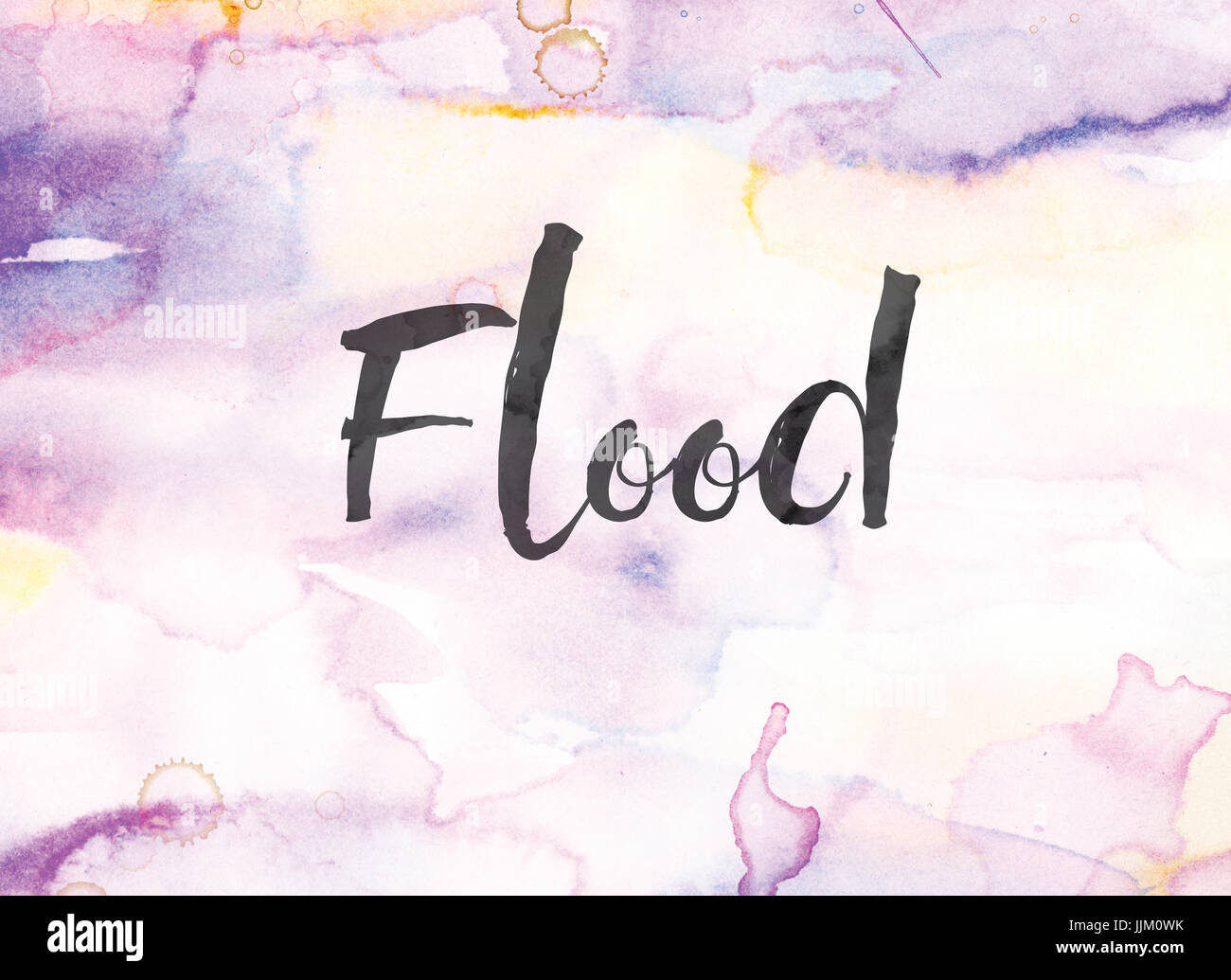 The word Flood concept and theme written in black ink on a colorful ...