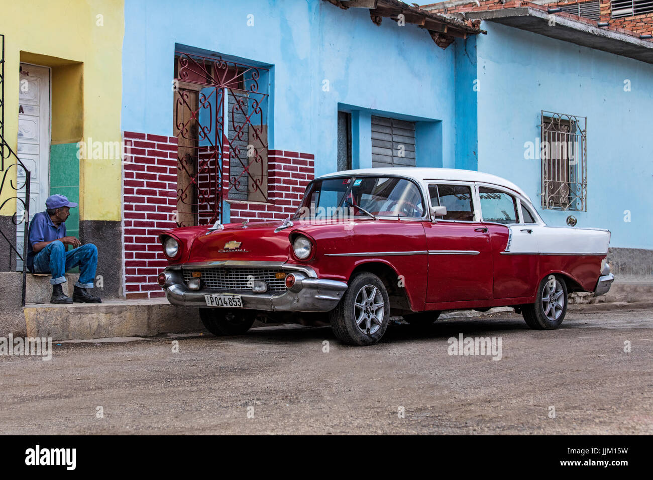 CLASSIC AMERICAN CARS are part of the charm of TRINIDAD, CUBA Stock ...