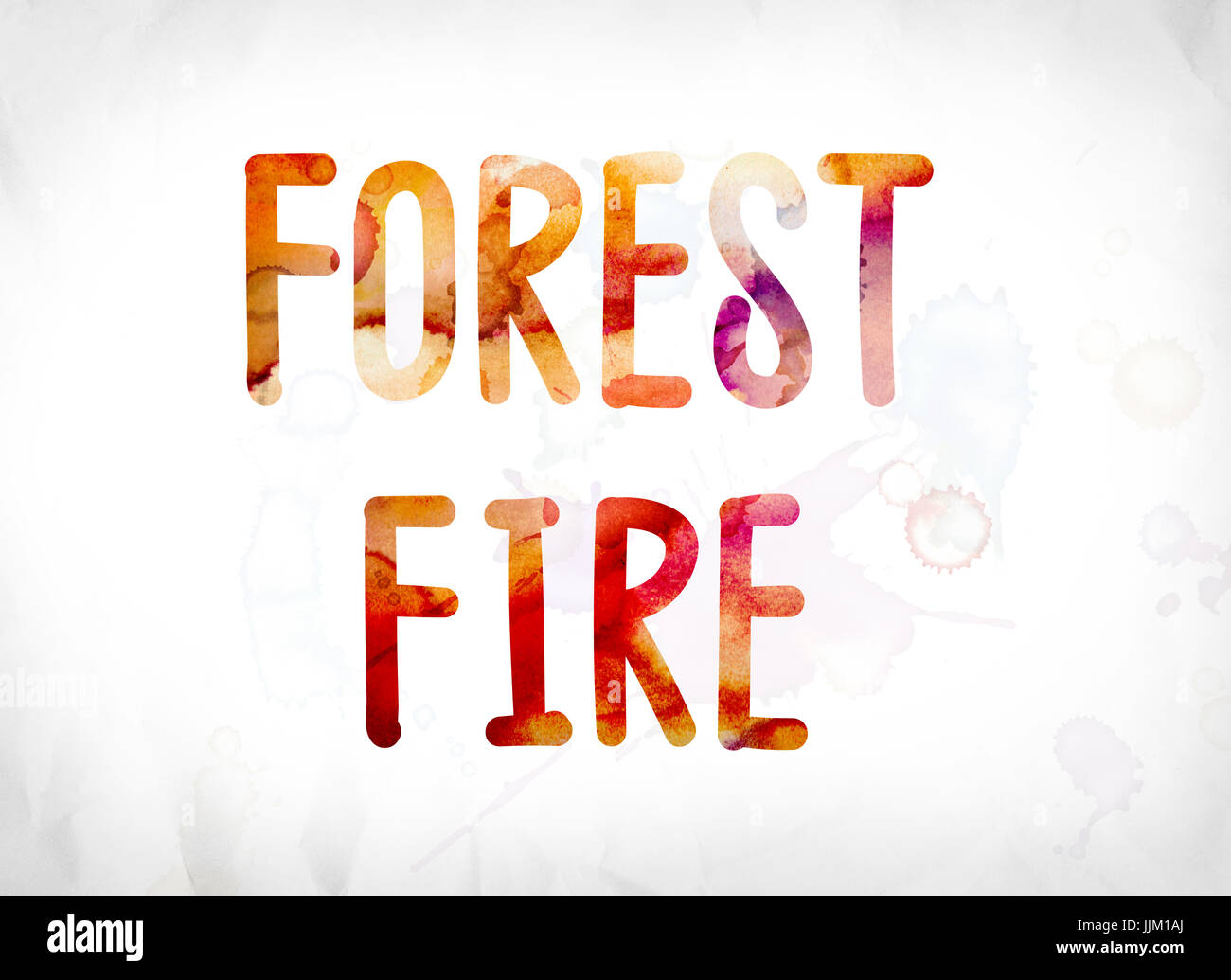 The words Forest Fire concept and theme painted in colorful watercolors ...