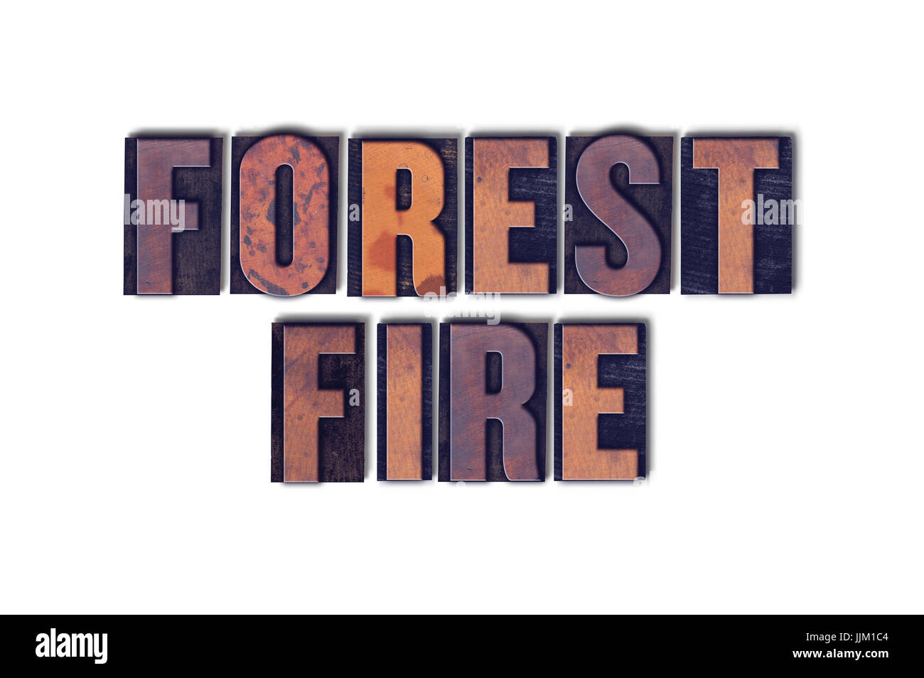 The words Forest Fire concept and theme written in vintage wooden ...