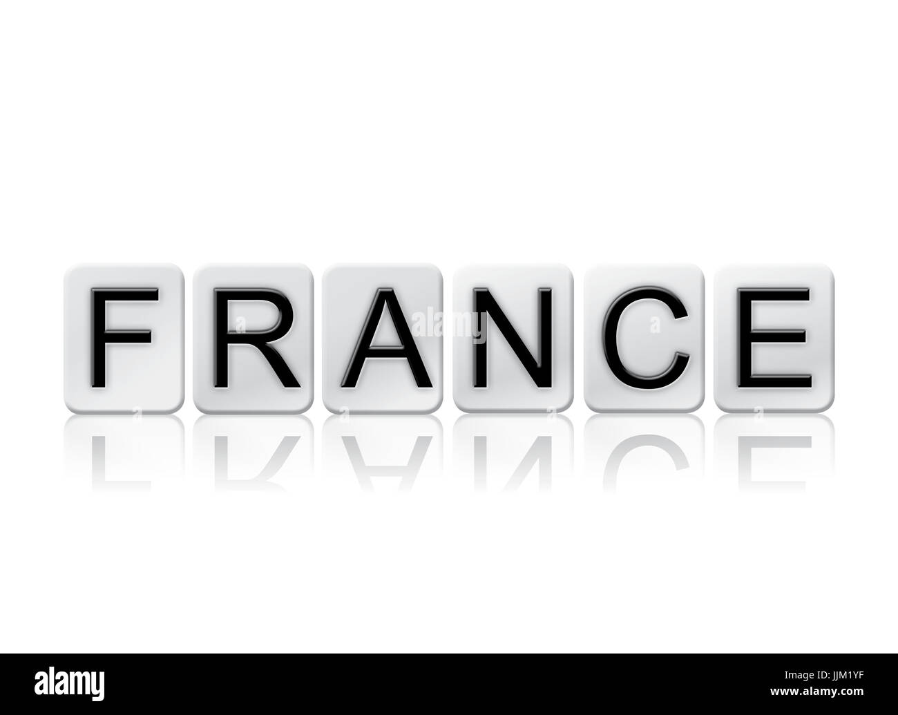 The word France concept and theme written in white tiles and isolated ...