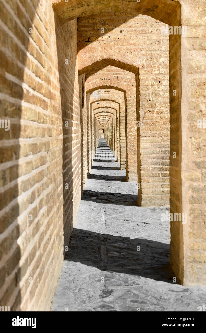 Vaulted arcades of Siosepol bridge, Isfahan, Iran Stock Photo - Alamy