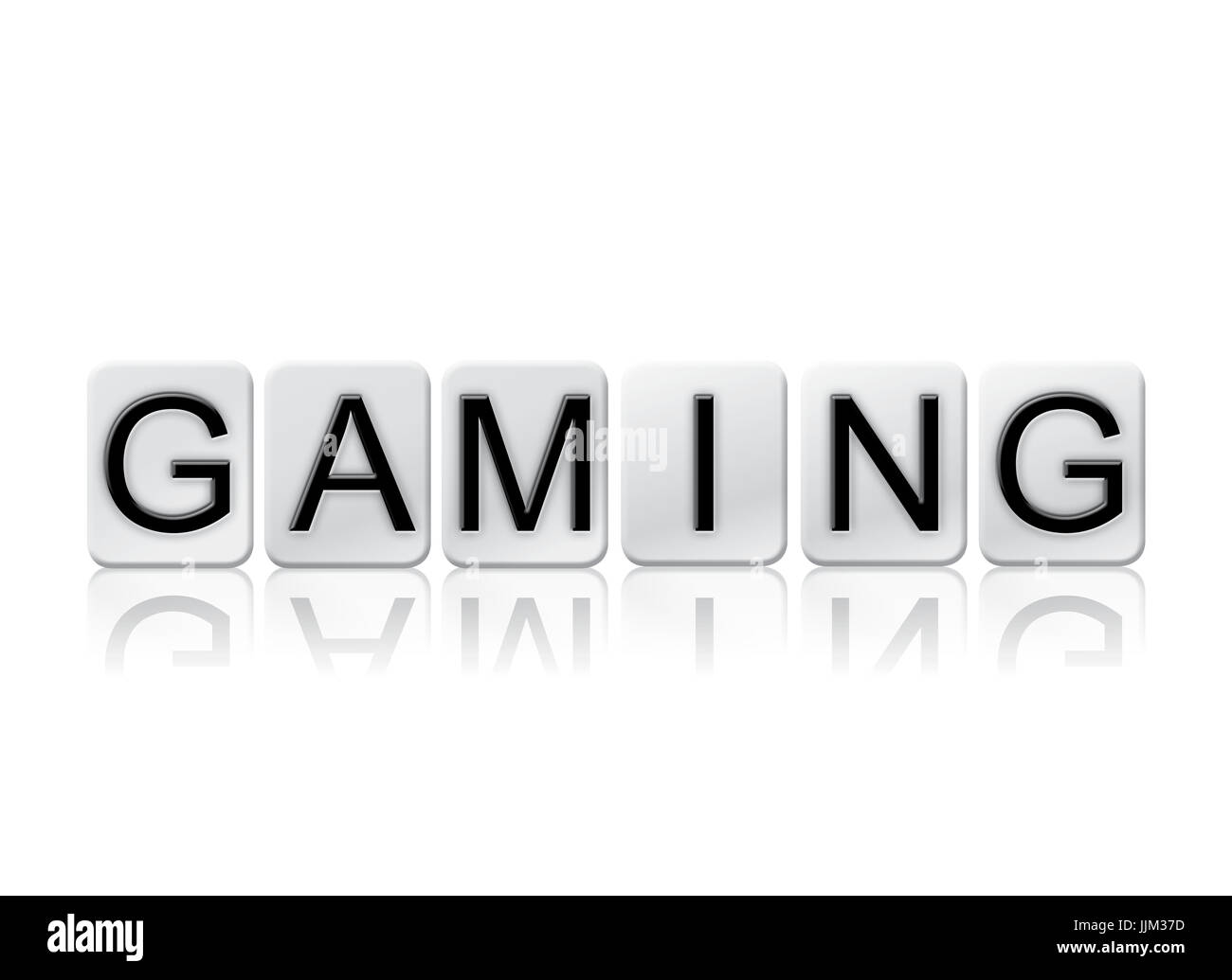 The word Gaming concept and theme written in white tiles and isolated ...