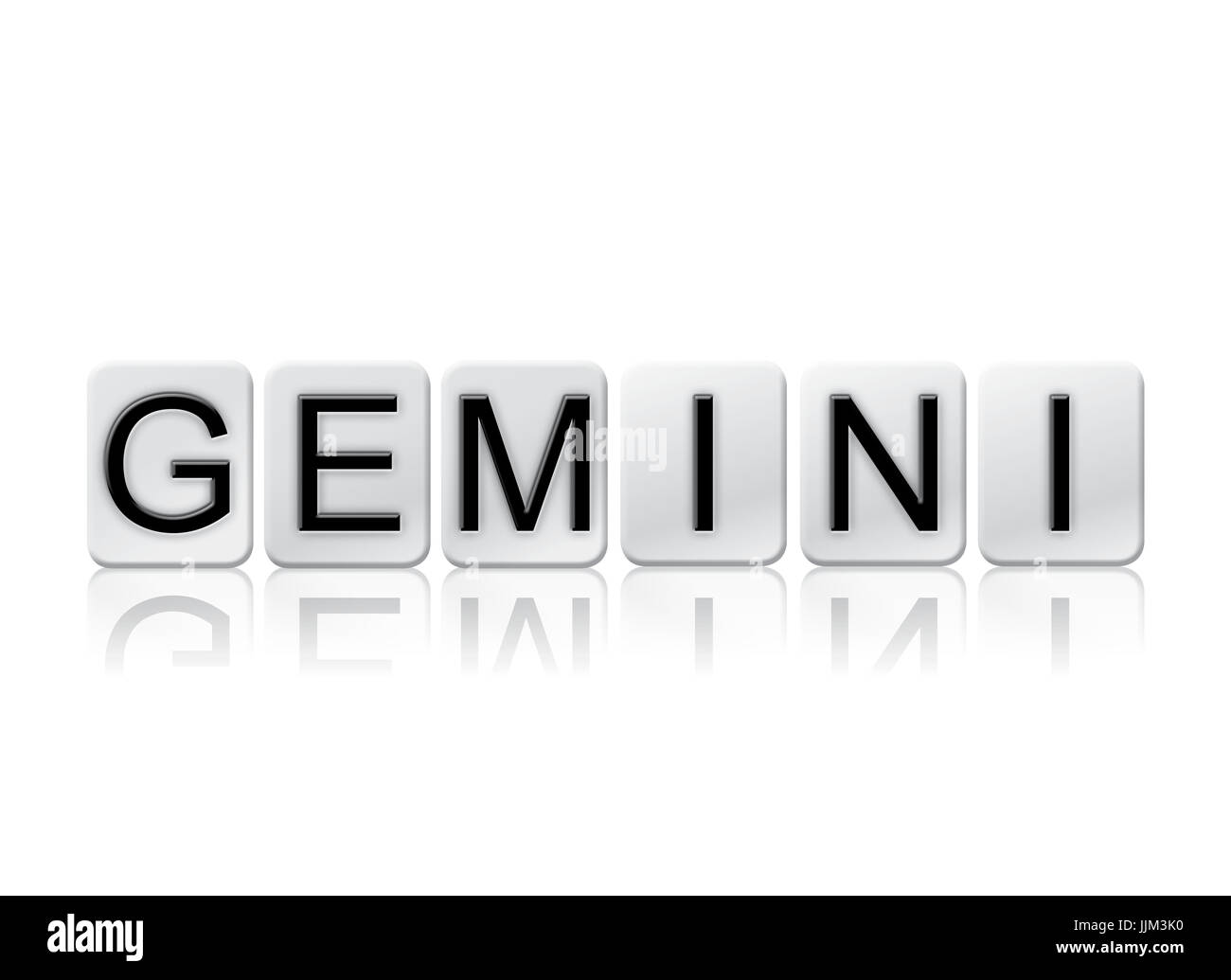The word Gemini concept and theme written in white tiles and isolated ...