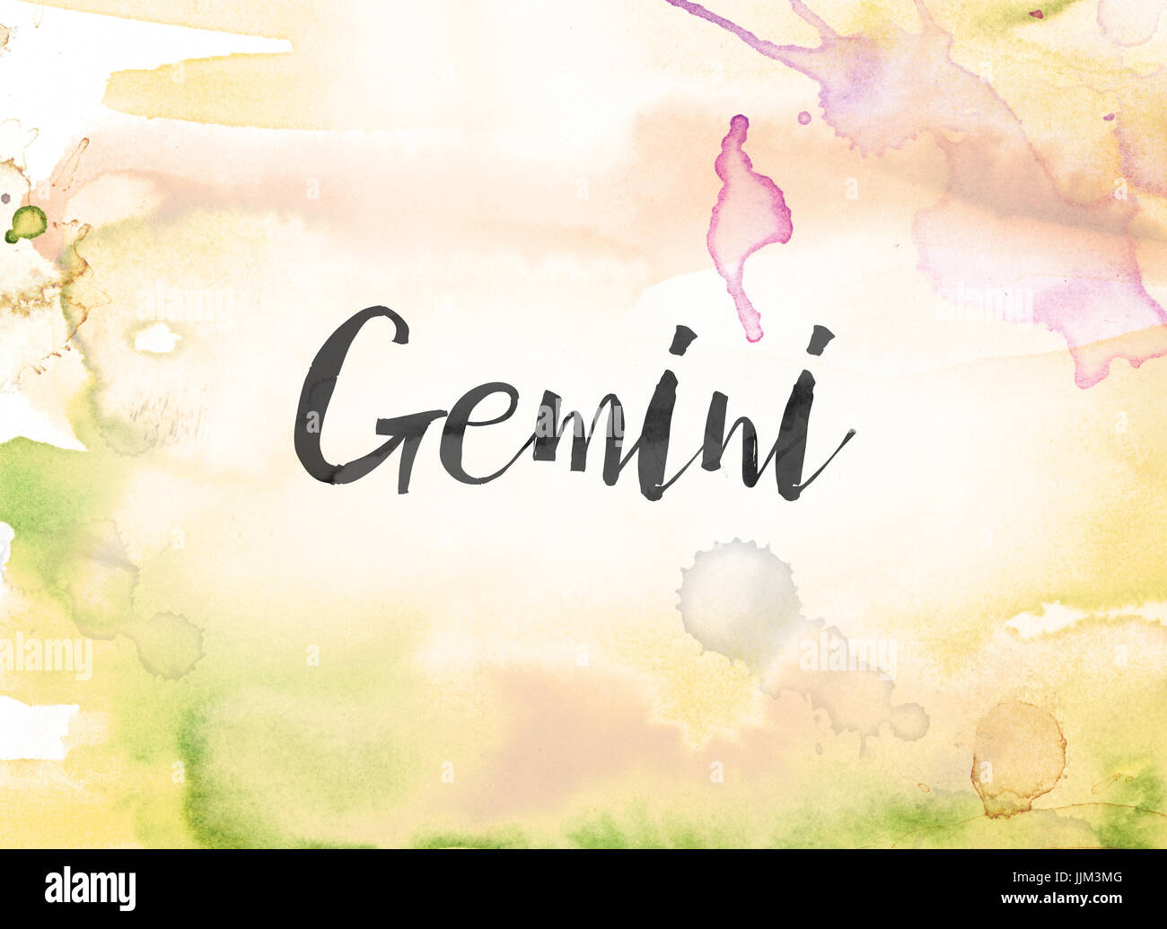 The word Gemini concept and theme written in black ink on a colorful ...