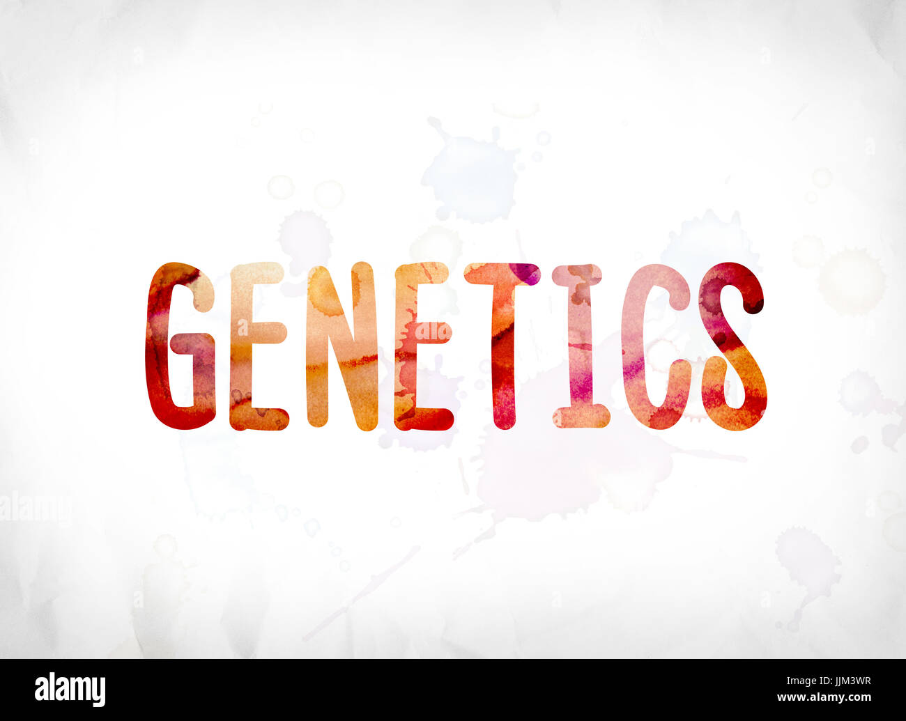 The word Genetics concept and theme painted in colorful watercolors on ...