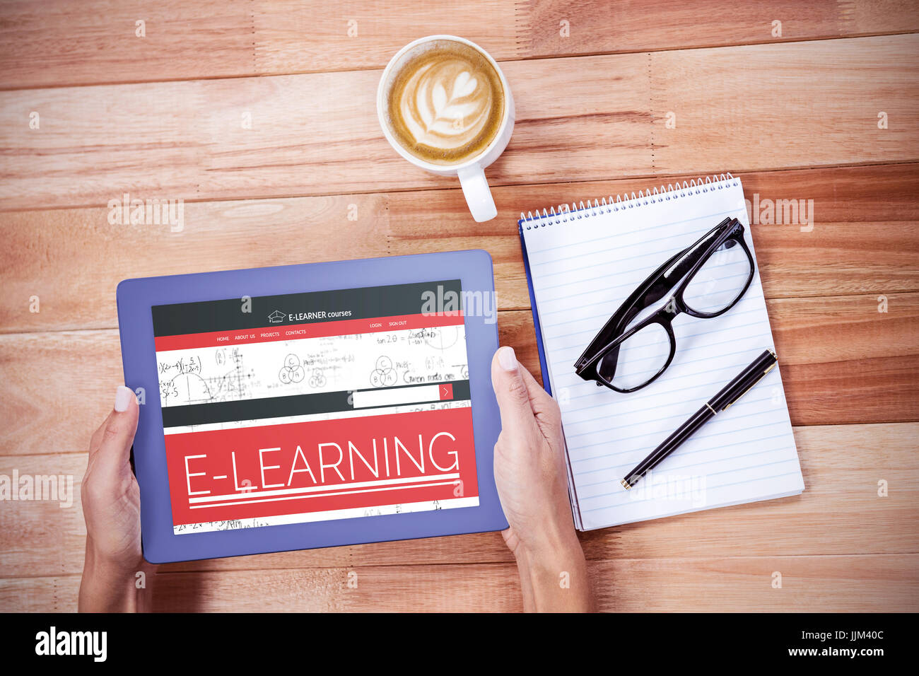 Composite 3d image of digital composite image of e-learning interface ...