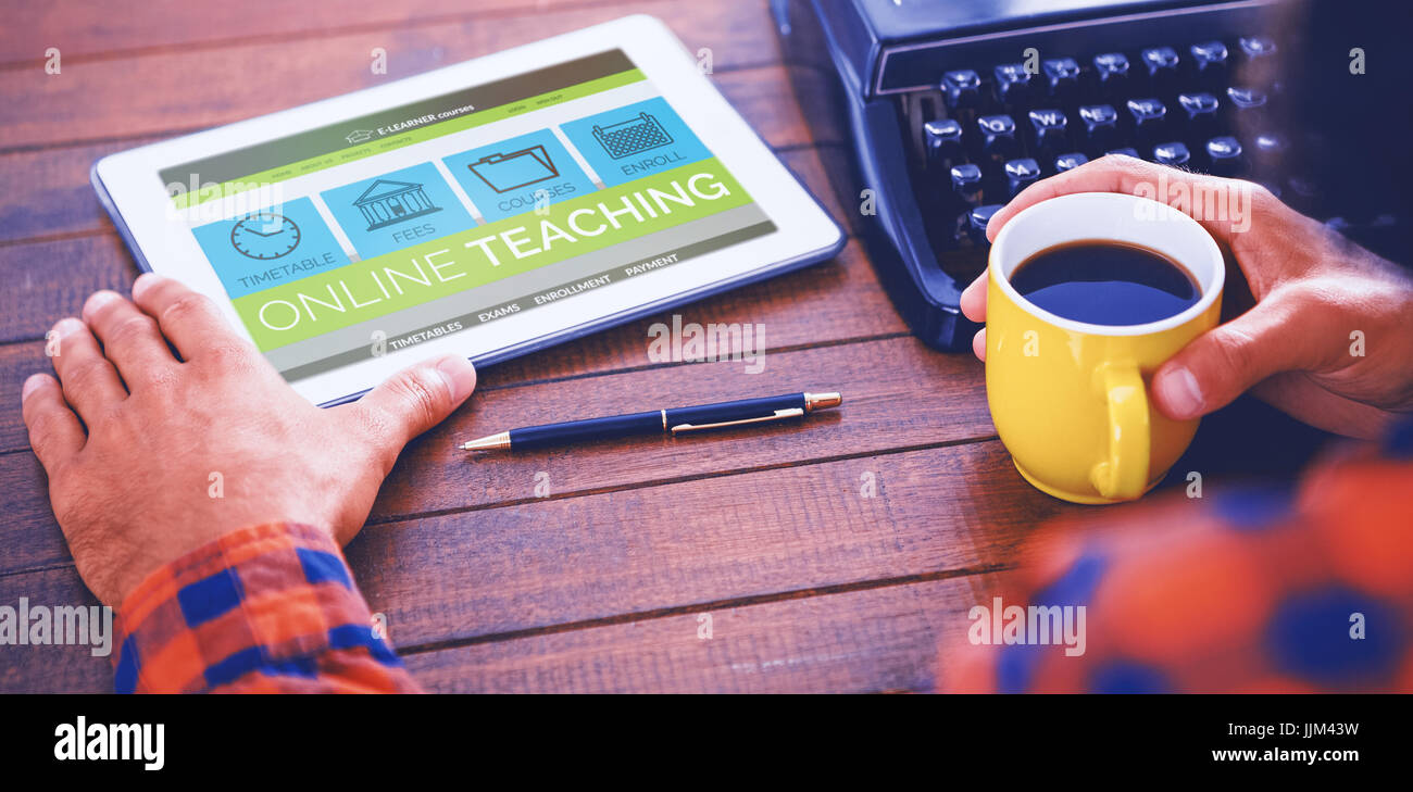 Composite 3d image of computer graphic image of e-learning interface on ...