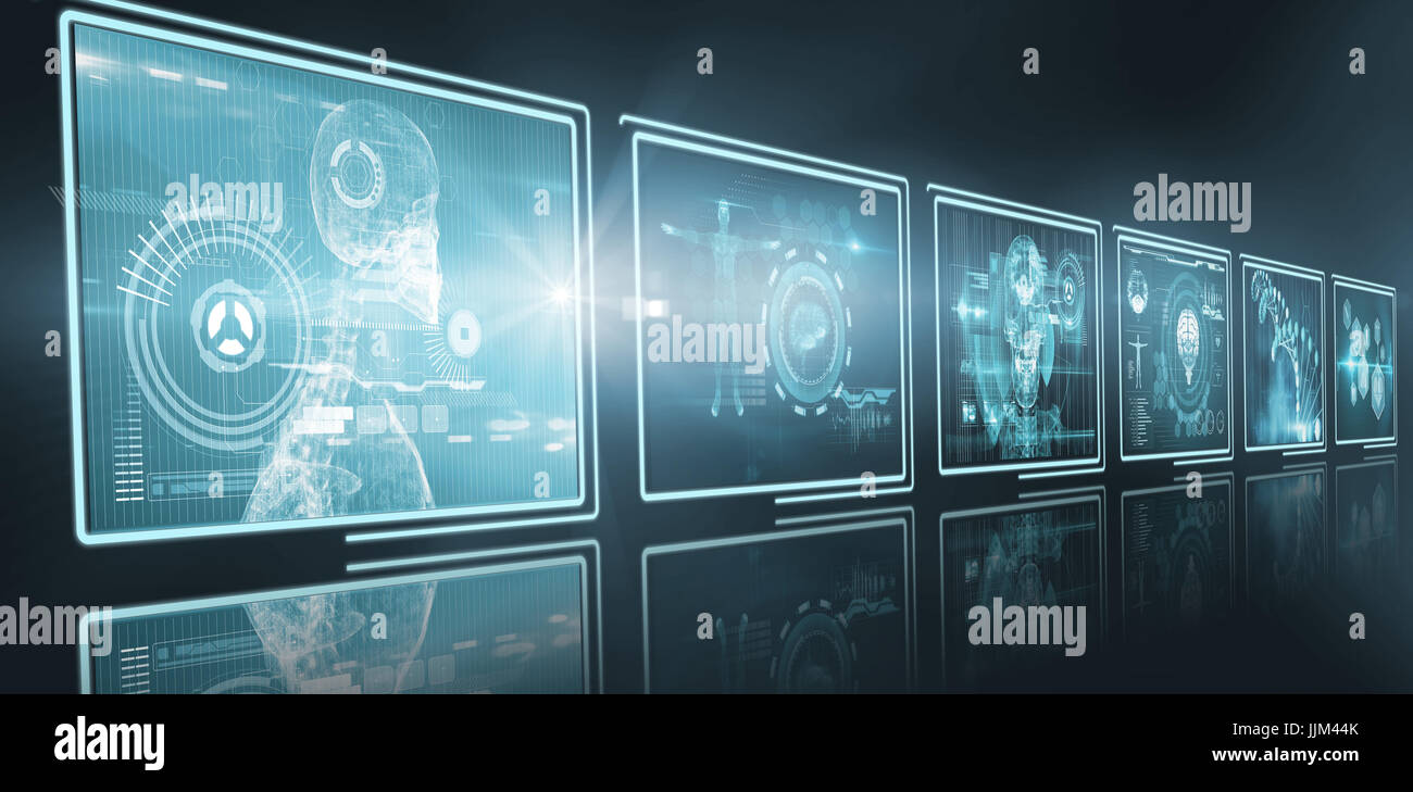 Composite 3d image of different application interface Stock Photo - Alamy