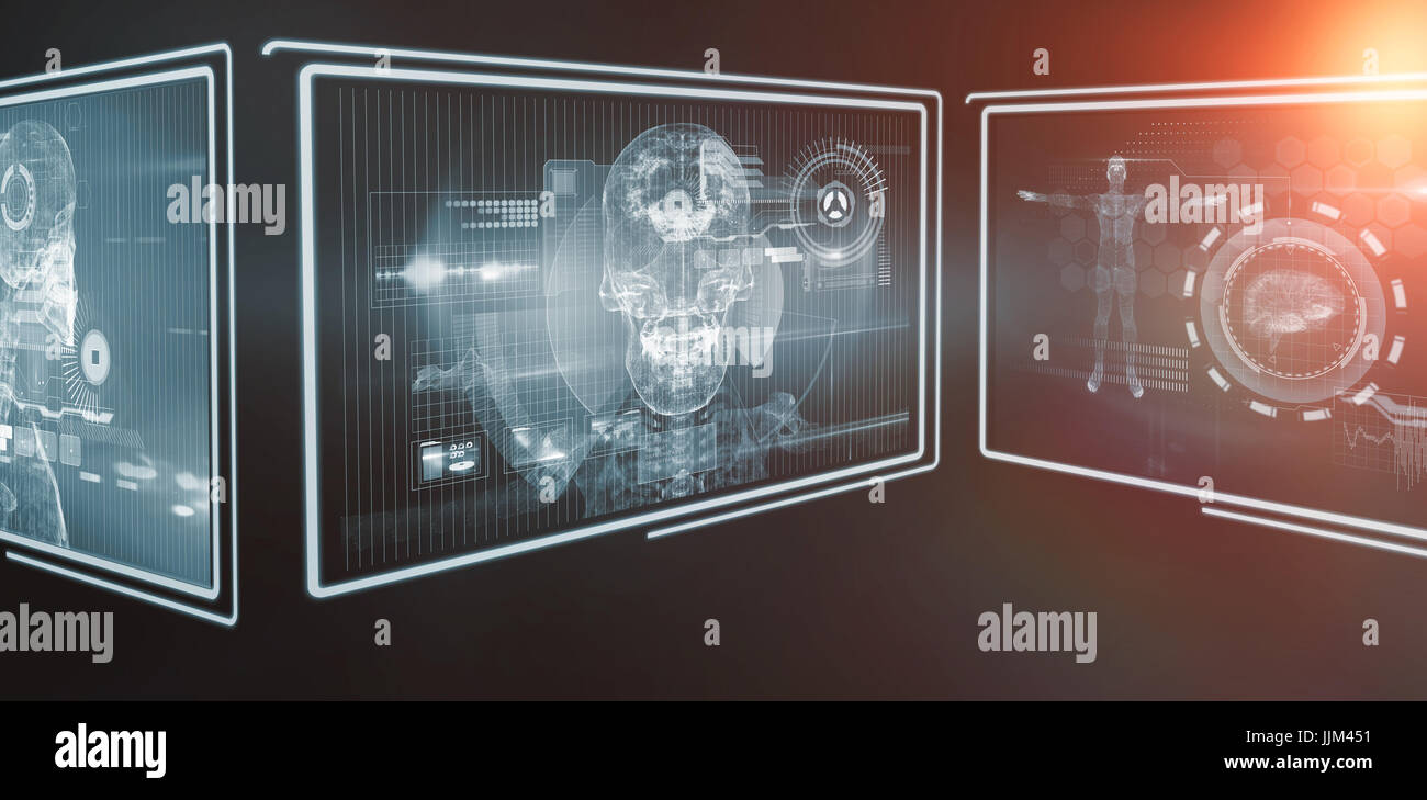 Composite 3d image of different application interface Stock Photo - Alamy
