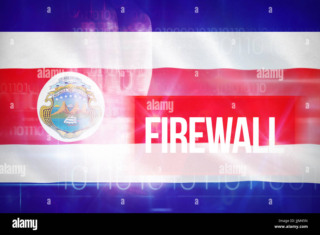 Composite 3d image of firewall against blue technology design with ...