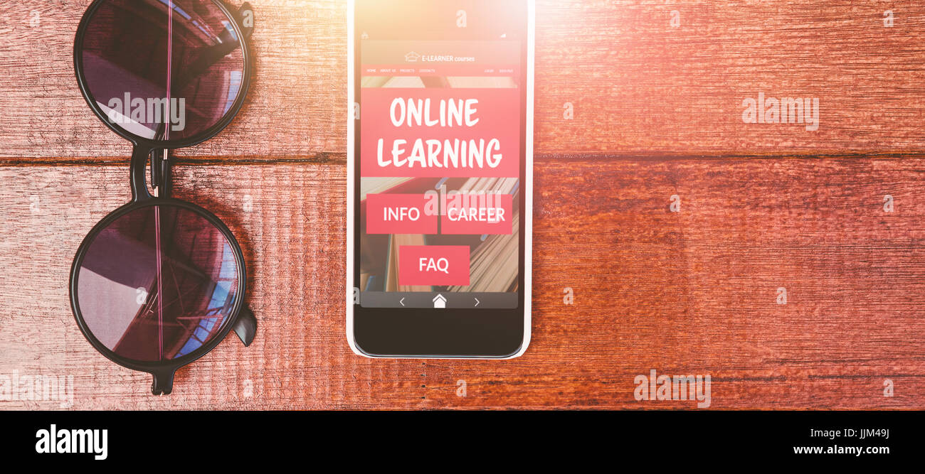 Composite 3d image of digitally generated image of online education ...