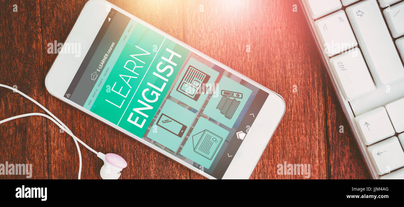 Composite 3d image of digital composite image of online education ...