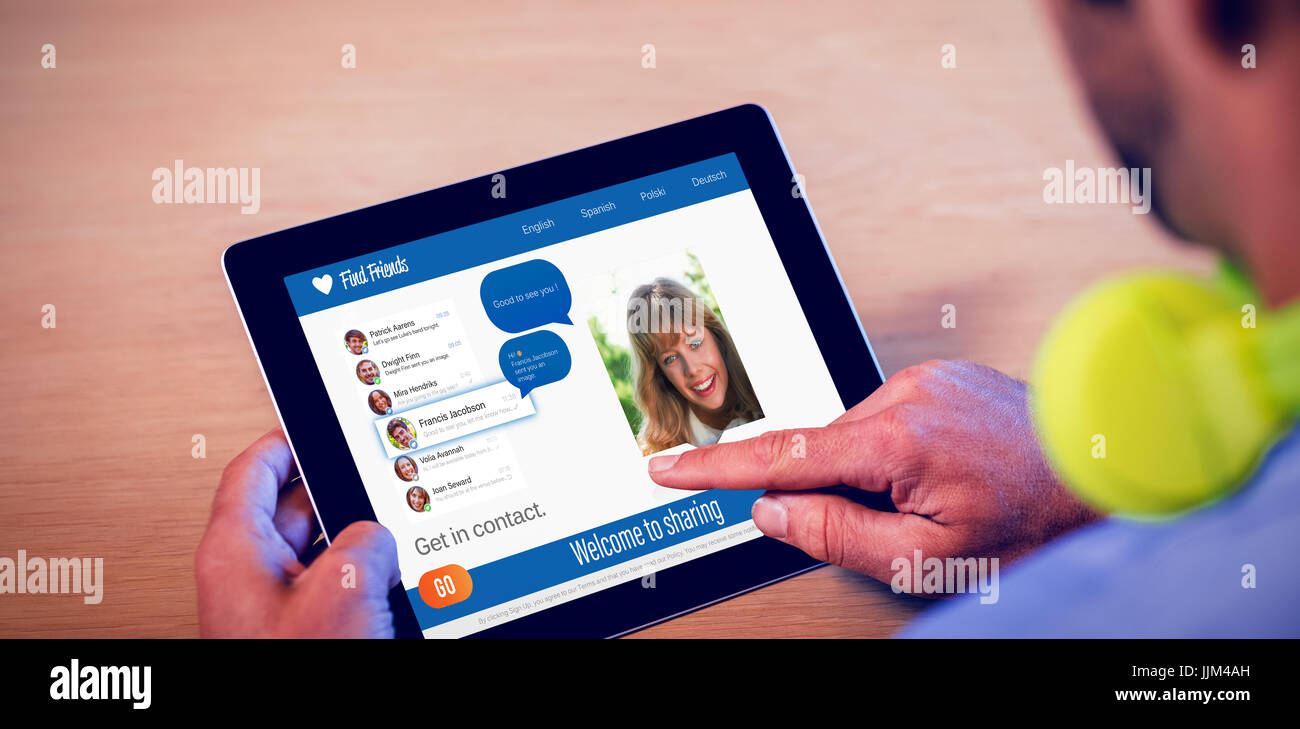 Composite 3d image of interface of chat application Stock Photo - Alamy