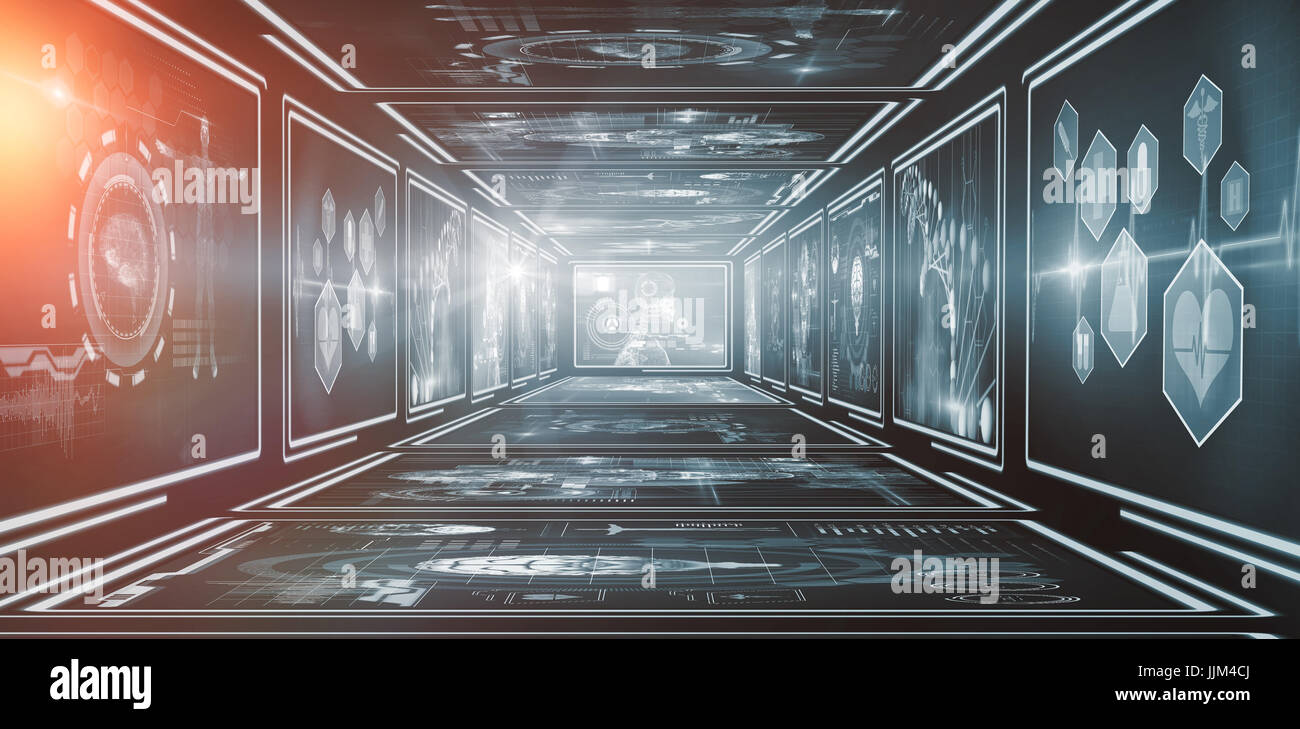 Composite 3d image of different application interface Stock Photo - Alamy