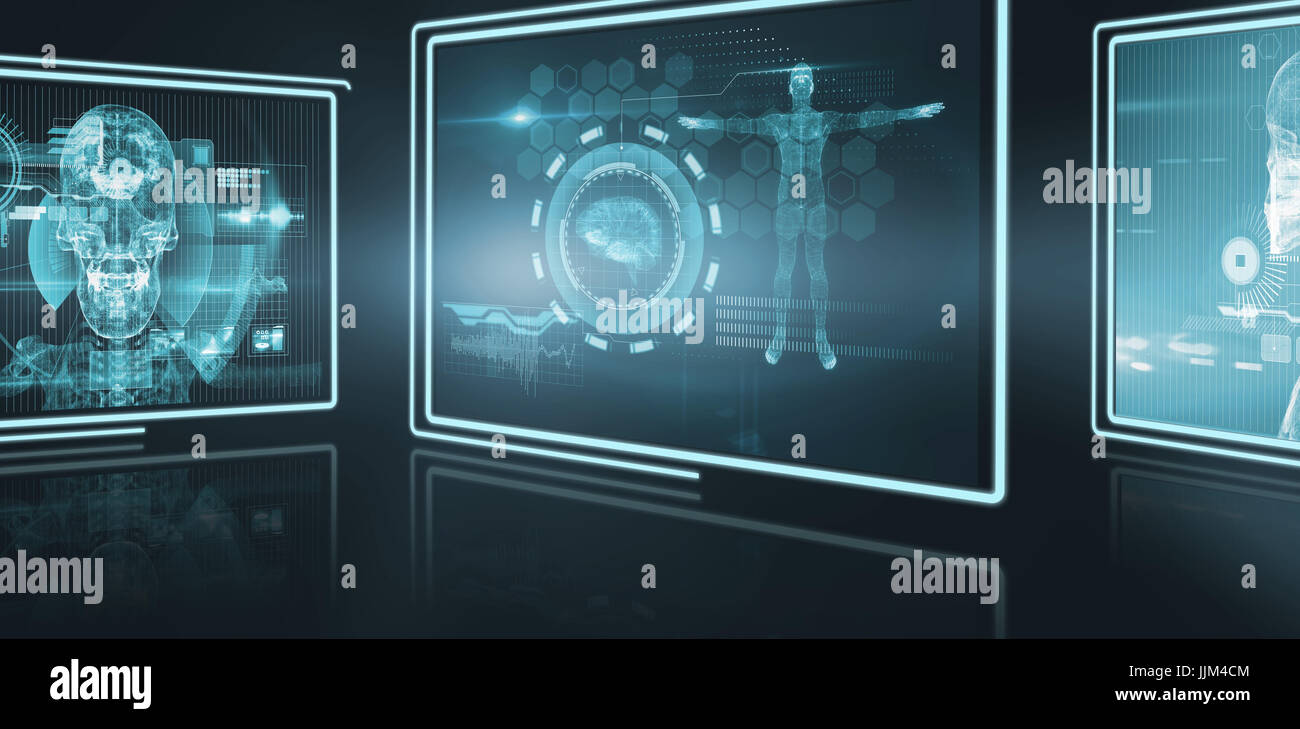 Composite 3d image of different application interface Stock Photo - Alamy