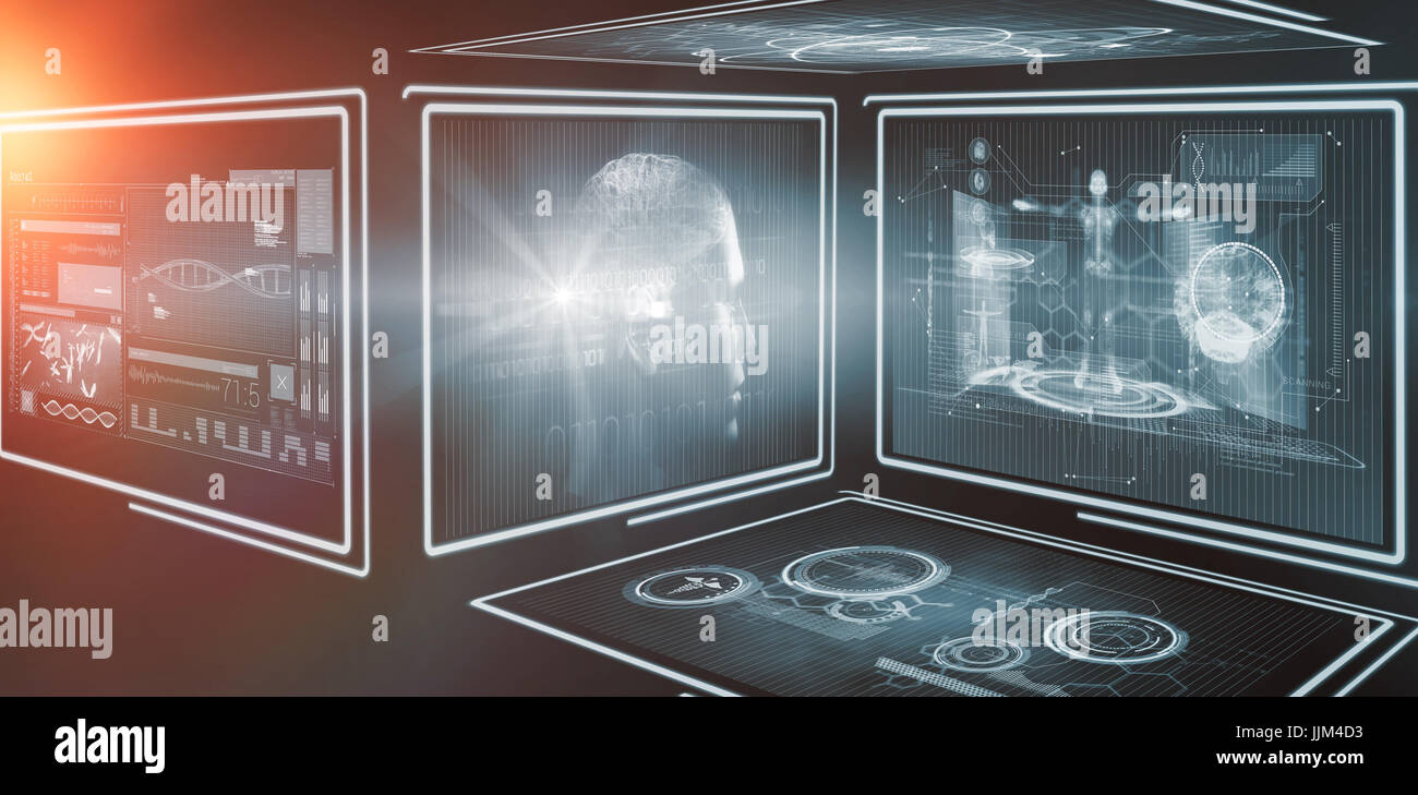 Composite 3d image of different interface Stock Photo - Alamy