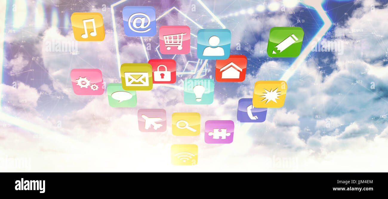 Composite 3d image of colourful computer applications Stock Photo - Alamy