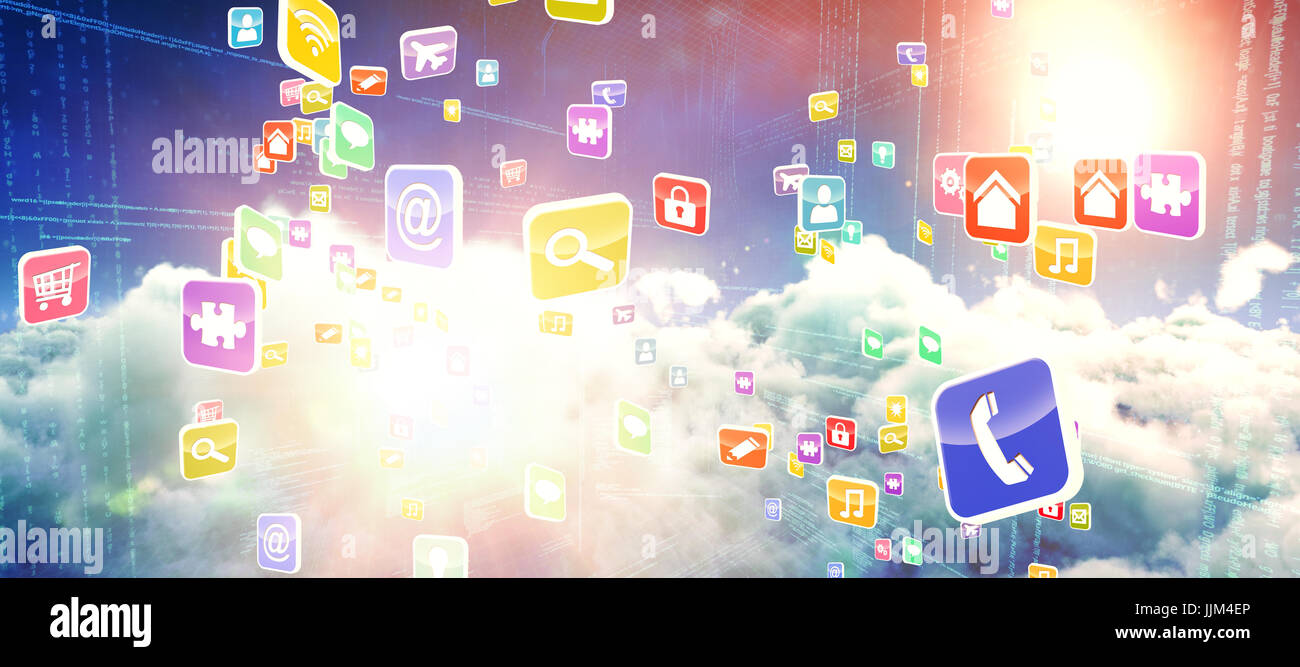 Composite 3d image of colourful computer applications Stock Photo - Alamy