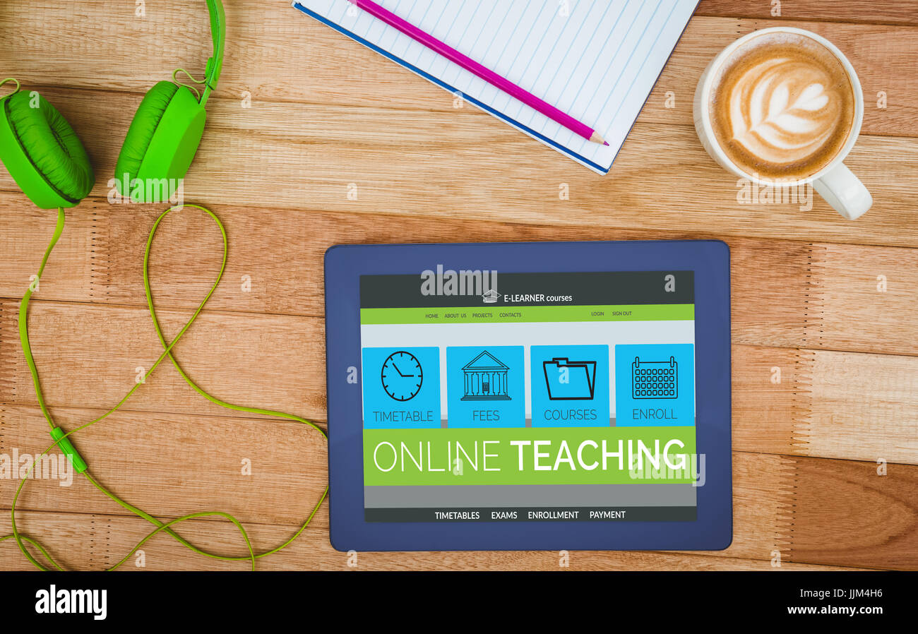 Composite 3d image of computer graphic image of e-learning interface on ...