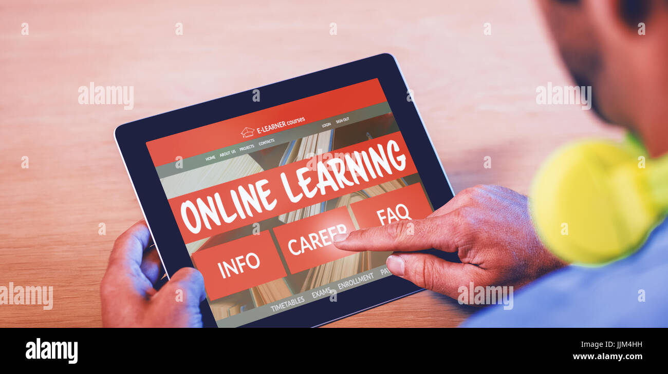 Composite 3d image of computer generated image of e-learning interface ...