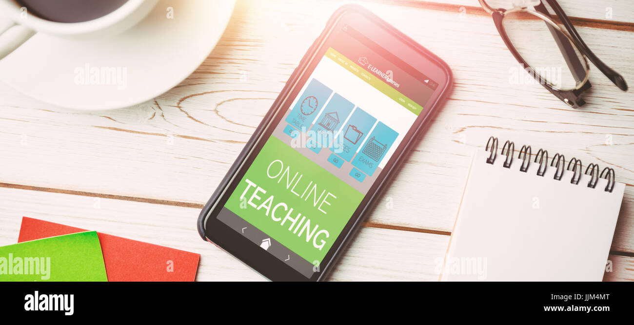 Composite 3d image of digital image of online education interface on ...