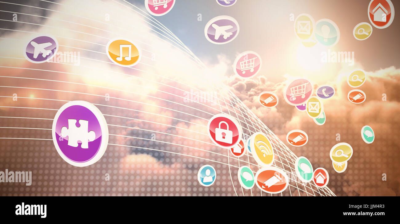 Composite 3d image of colourful computer applications Stock Photo - Alamy