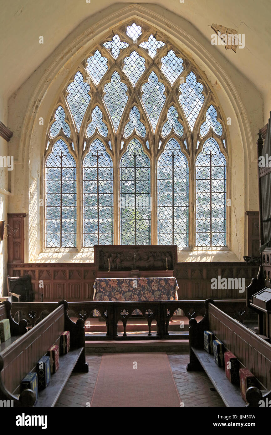 Large clear glass east window, Parish church of Saint Peter, Monk Soham ...