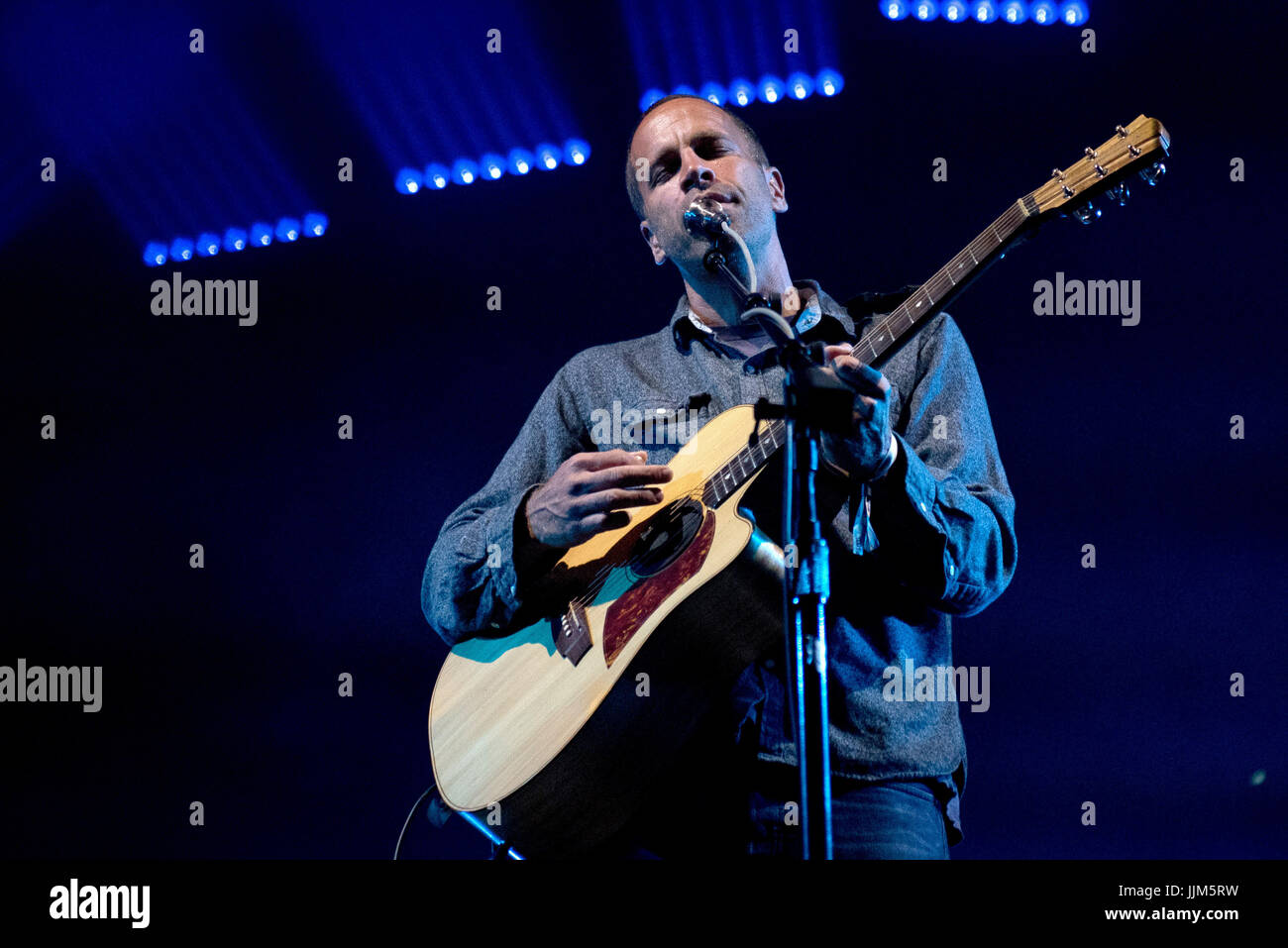 Jack Johnson performing on stage during the Monterey International Pop ...