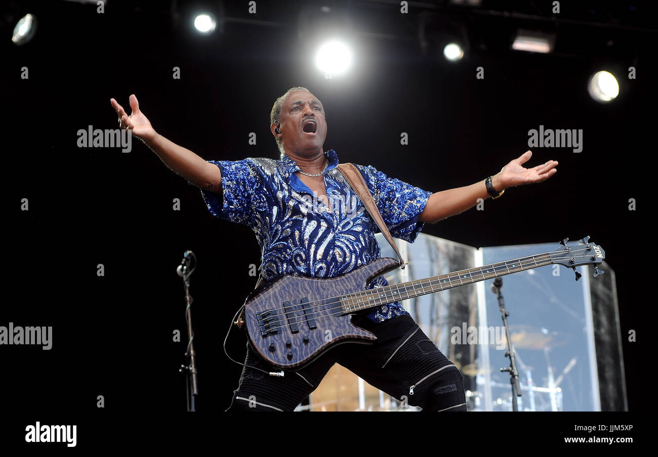 Robert 'Kool' Bell, founding member of Kool and the Gang, performing at ...