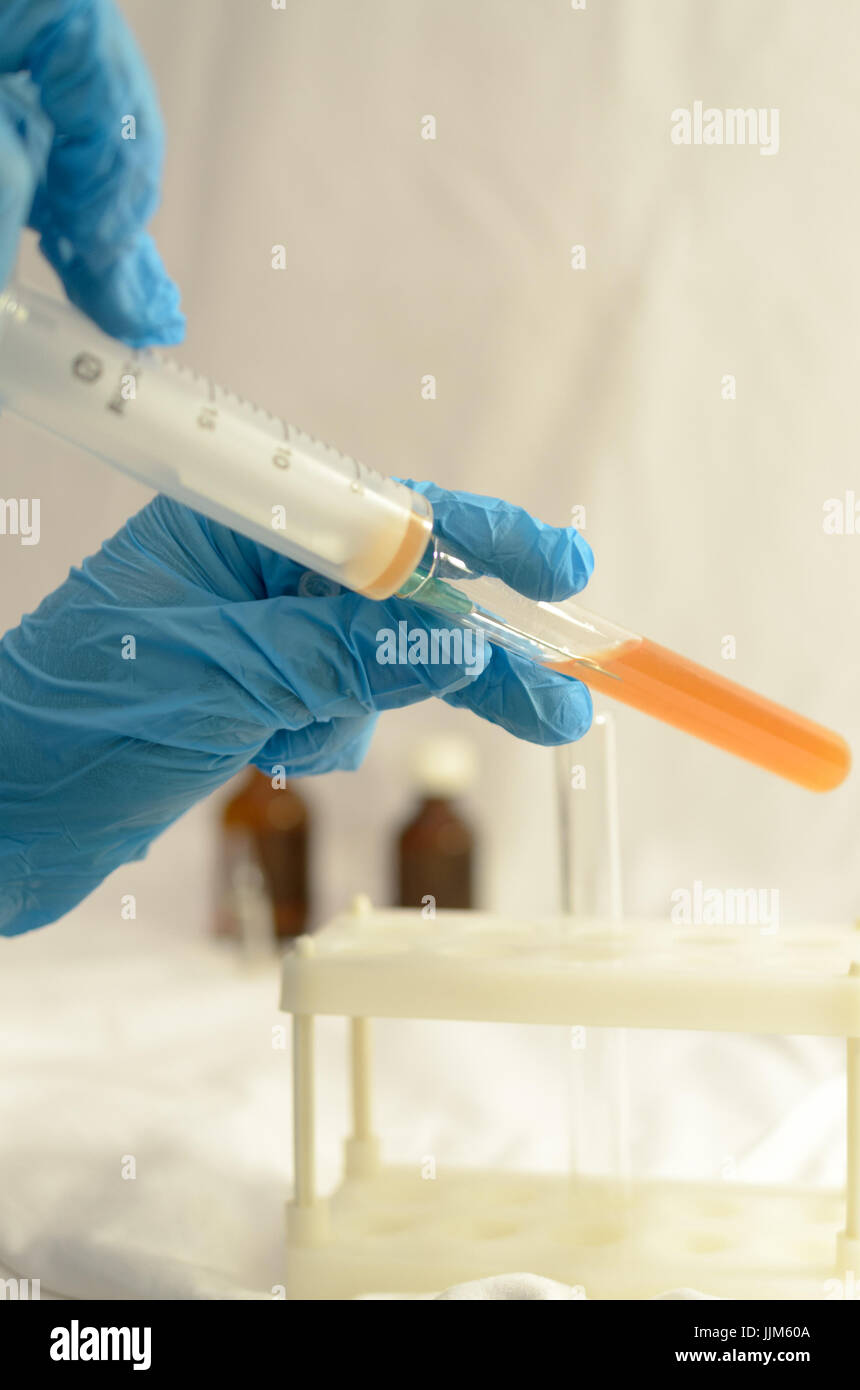 The doctor makes tests with a biological fluid Stock Photo - Alamy
