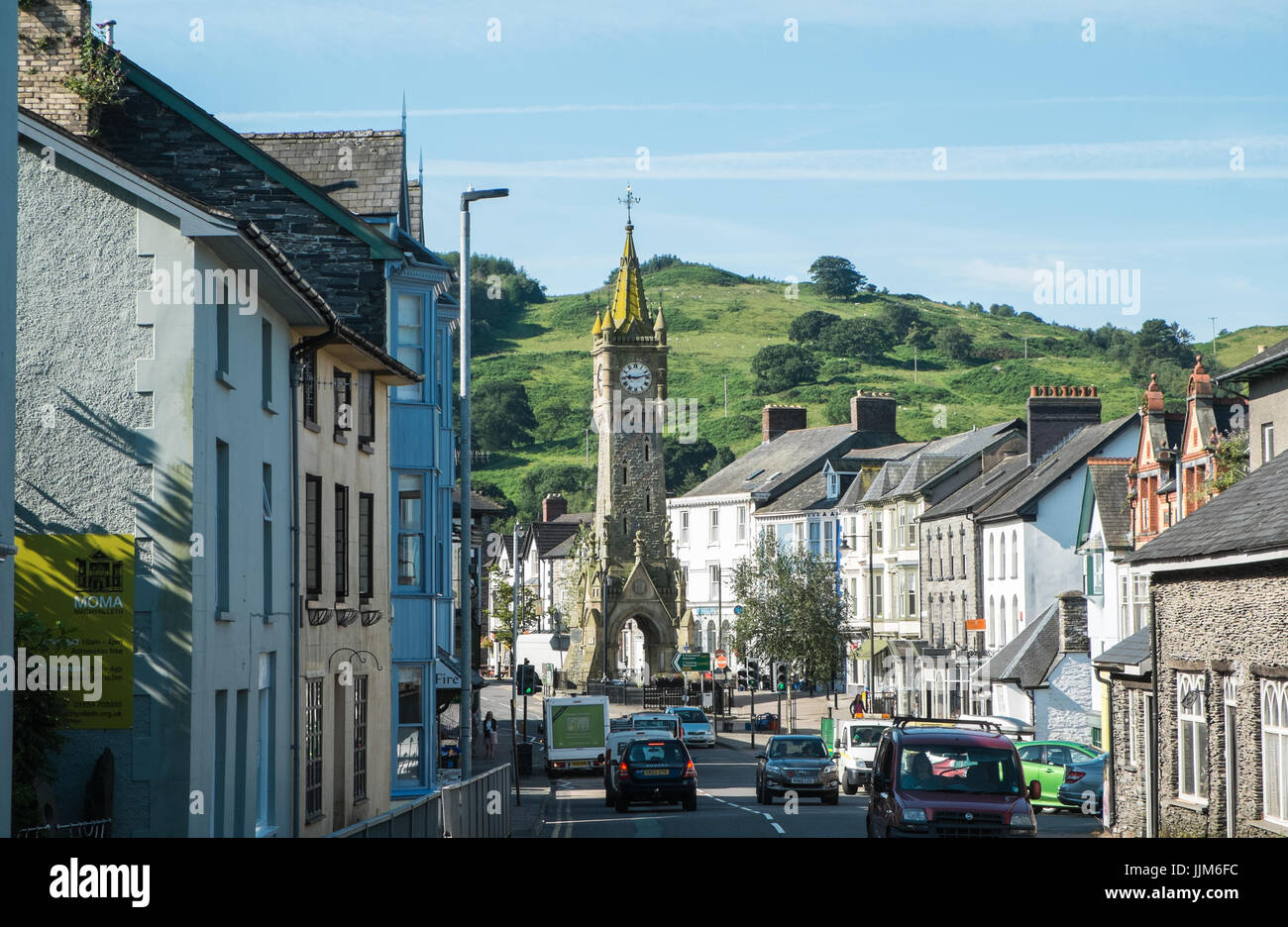 market,town,Mach,Machynlleth,shops,clock tower,clock tower,Powys,Mid ...