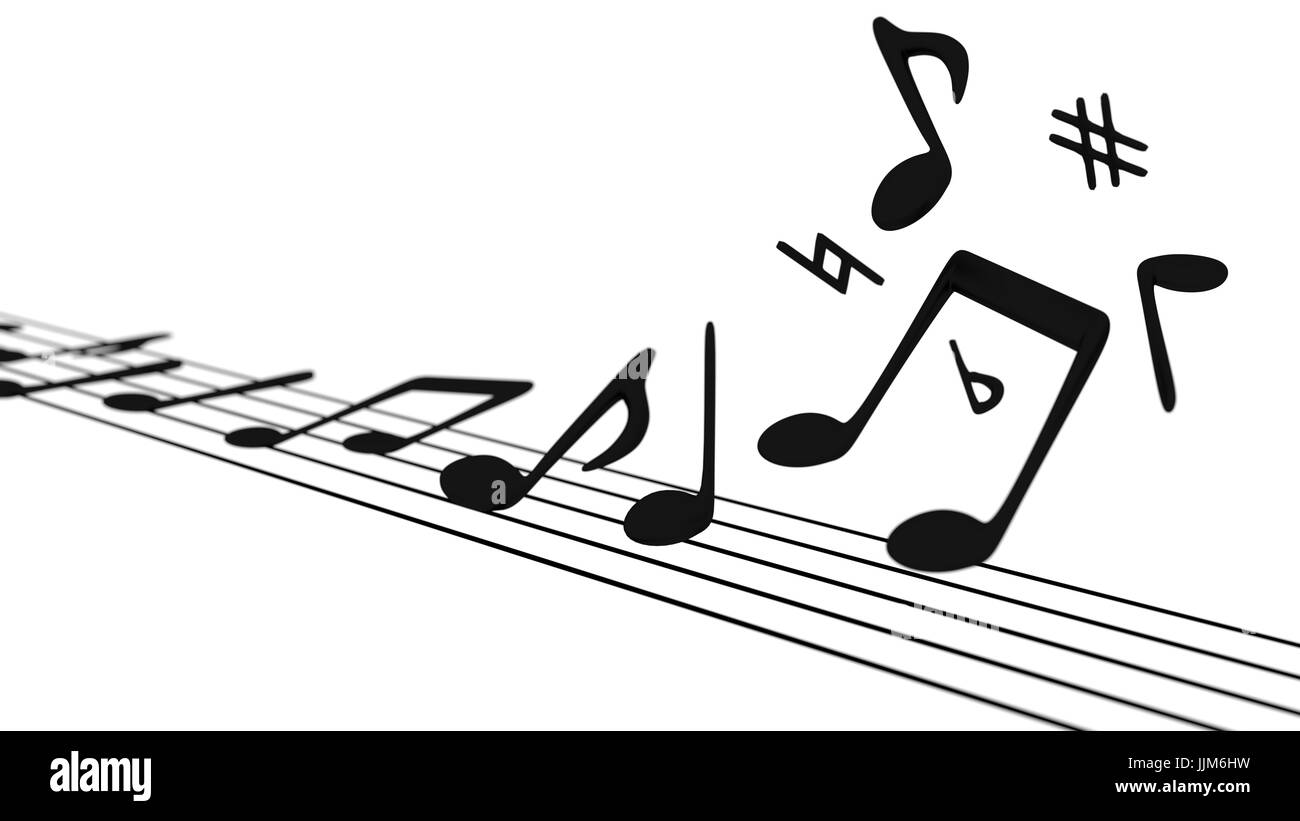 Musical Notes Lifting off Staff Stock Photo - Alamy