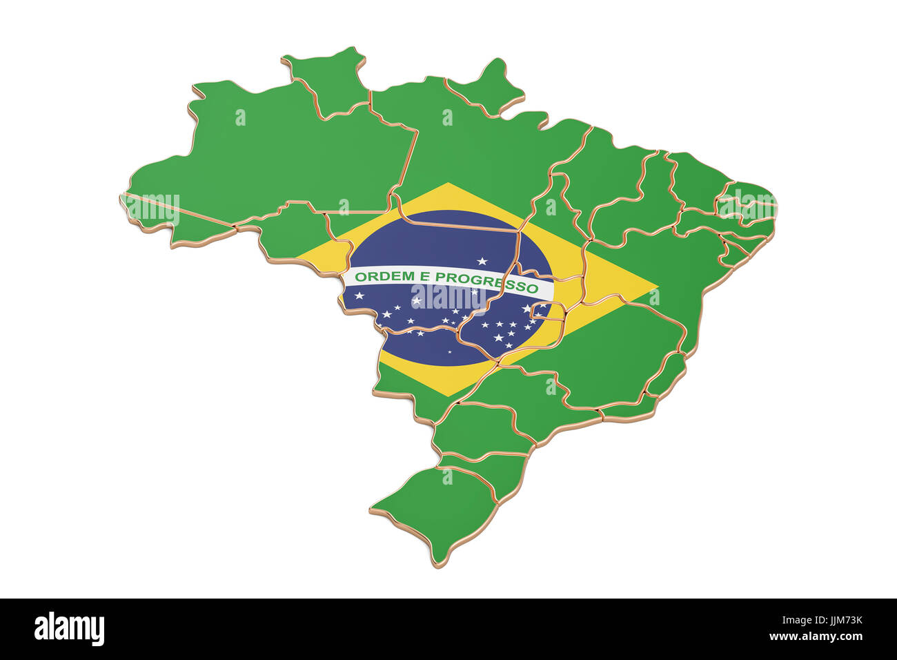 Brazil map closeup, 3D rendering isolated on white background Stock ...