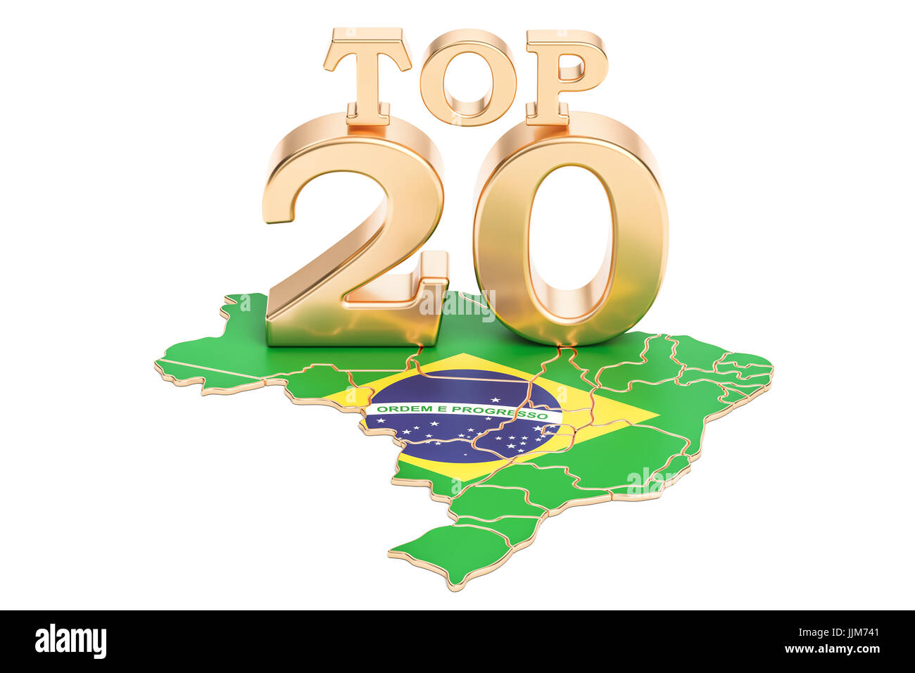Brazilian Top 20 concept, 3D rendering isolated on white background ...